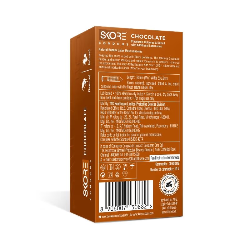Buy Skore Chocolate Flavoured Condoms online with 100% privacy